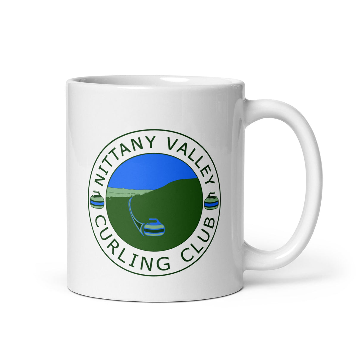 Nittany Valley Curling White glossy mug – Broomfitters